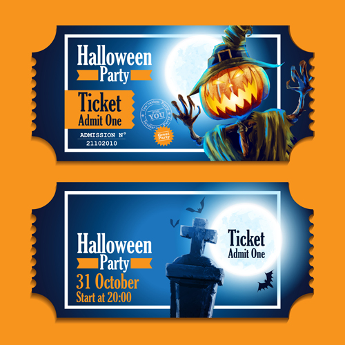 Halloween Party Ticket Vector 02 Free Download