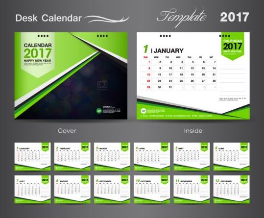 Desk Calendar 2017 Vectors Template 03 Vector Calendar Free Download
