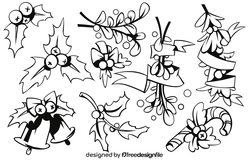 Mistletoe black and white vector free download