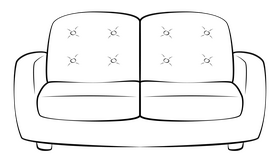 Blue sofa drawing black and white clipart free download