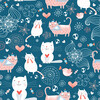 Funny Cat pattern vector 01 free download