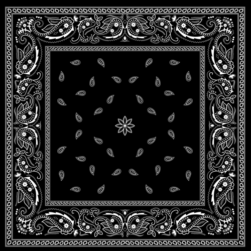 Black With White Bandana Patterns Design Vector 02 Free Download