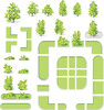 City map and green tree vector free download