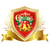 Christmas golden shield with ribbon vector 01 free download