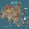 Asia map with infographic vector free download