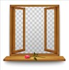 Open window with red rose and transparent background free download