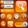 Shining orange search button vector free download