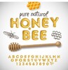 honey bee alphabet with numbers vector free download
