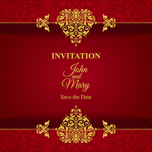 Red With Golden Invitation Template Vector 07 Free Download