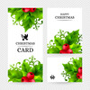 Christmas holly cards design vector 01 free download