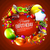Red styles happy birthday background vector free download