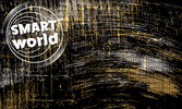Smart world logo with data background vector free download
