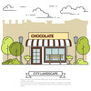 Street chocolate store vector template 01 free download