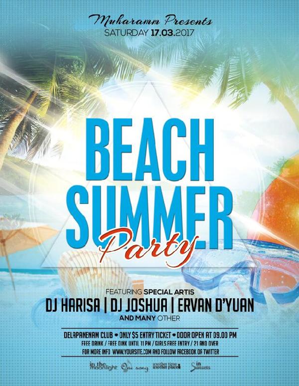 Summer Beach Party Flyer Poster PSD Template Free Download