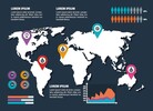 World map with infographic vectors material 01 free download