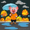 Cartoon ping with rain vector free download