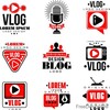 Vlog with blog logos design vector free download
