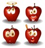 Cartoon red apple expression vectors free download
