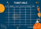 School timetable template with cartoon space background vector free ...