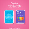 Alphabet double-sided card for children X vector free download