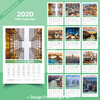 Different countries city background 2020 new year wall calendar vector ...