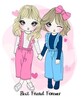 Two cute cartoon girls vector free download