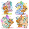 1234 and teddy bear cartoon vector free download