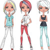 Cartoon three girls vector free download