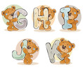 Teddy bear and english alphabet cartoon vector free download