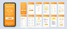 Education mobile app Ui Kit Screen vector free download