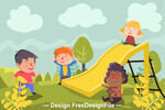 Happy outing cartoon illustration vector free download