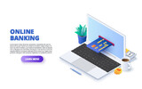 Online banking concept illustration vector free download
