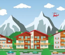 Beautiful cartoon landscapes vector set 09 free download