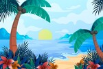 Sunrise Beach Background Vector free download