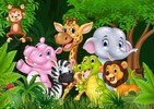 Happy animals in the forest cartoon vector free download