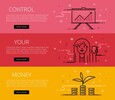 Web banner set control your money vector free download