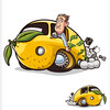 Broken lemon car illustration vector free download
