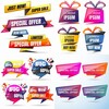 Colorful product label design vector free download