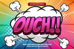 Ouch comic cartoon text style effect vector free download