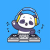 Panda DJ cartoon illustration vector free download