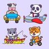 Animal transportation cartoon illustration vector free download
