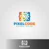 Pixel code logo vector free download