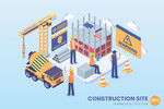 Cartoon construction site vector free download