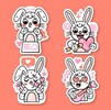 Mischievous rabbit sticker vector free download