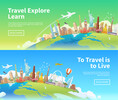 Travel explore learn banner vector free download