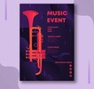 Trumpet background music poster vector free download