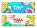 Happy summer banner vector free download