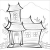 Halloween haunted house black and white clipart vector free download