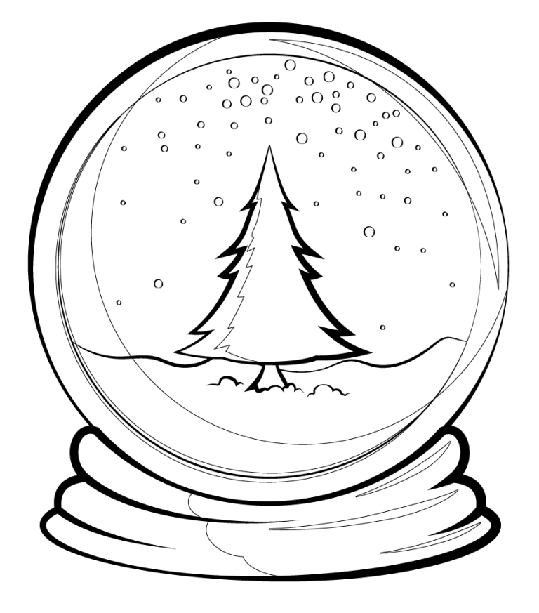 Snow globe black and white clipart free download